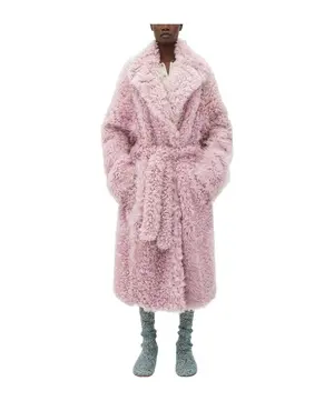 Bottega Veneta Belted Shearling Coat - Pink