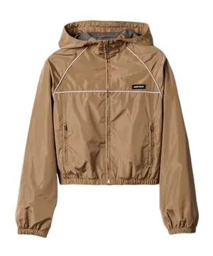 Miu Miu Technical Silk Blouson Jacket - Brown