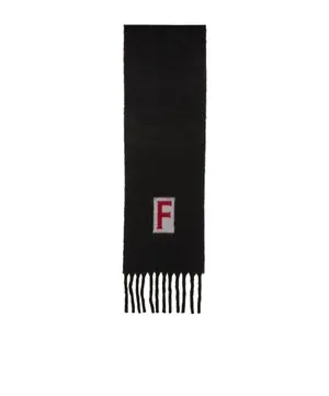 FERRAGAMO Scarf With Jacquard Detailing - Red/black