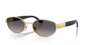 Persol Persol Oval Full Rim Metal Sunglasses Black