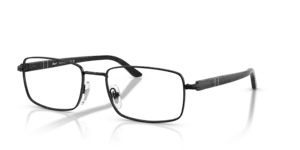 Persol Full Rim Metal Rectangle Eyeglasses - Black