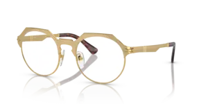 Persol Tone Metal Round Frame Eyeglasses - Gold
