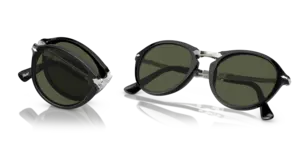 Persol Folding Sunglasses With Acetate And Metal Frame - Silver