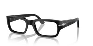 Persol Acetate Rectangle Full Rim Eyeglasses - Black