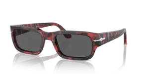 Persol Acetate Full Rim Rectangle Eyeglasses - Red Havana