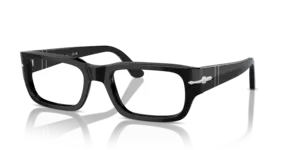 Persol Acetate Full Rim Rectangular Eyeglasses - Black