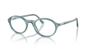 Persol PERSOL Round Acetate Eyeglasses Transparent Blue