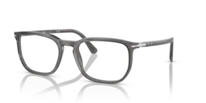 Persol Full Rim Acetate Rectangle Eyeglasses - Transparent Grey