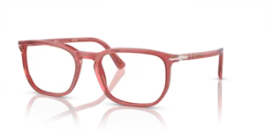 Persol Persol Full Rim Acetate Rectangle Eyeglasses Transparent Red