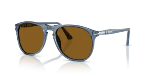 Persol Persol PO9649S Aviator Sunglasses Transparent Navy