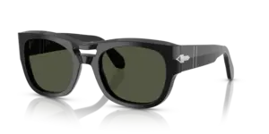 Persol Rectangular Acetate Sunglasses With Double Bridge - Black