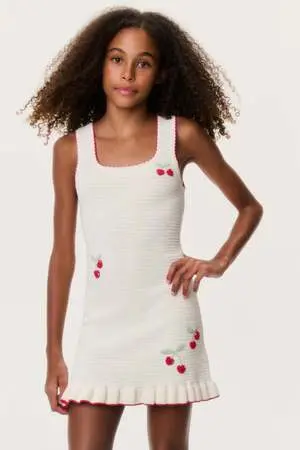 LoveShackFancy Tween Ottie Cherry Crochet Mini Dress