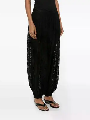 Imperial Lace-overlay Elasticated-cuff Trousers