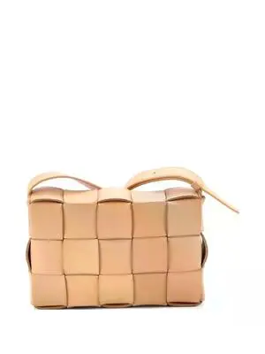 Bottega Veneta Cassette Maxi Intrecciato Leather Small Crossbody Bag - Neutrals