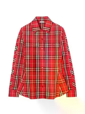 Burberry Check Slim Shirt - Red