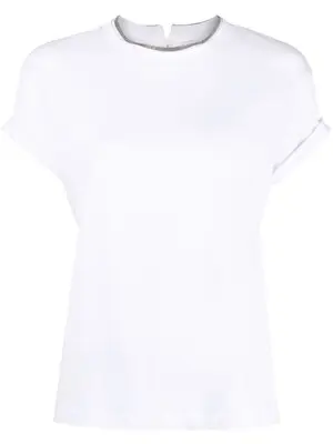 BRUNELLO CUCINELLI Brunello Cucinelli White Stretch-Cotton T-Shirt With Chain Detail