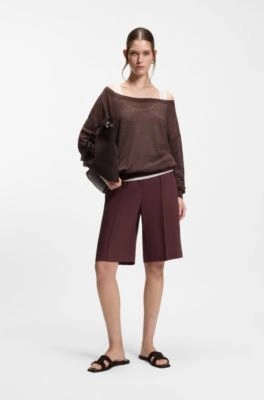 BOSS Linen-cotton Sweater With Integrated Vest Underlayer