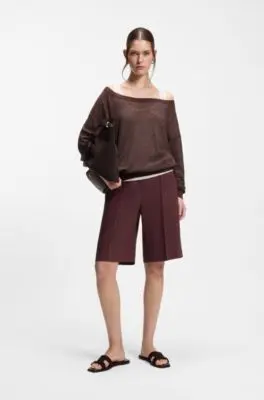 BOSS Linen-cotton Sweater With Integrated Vest Underlayer
