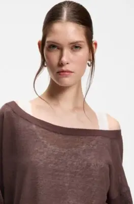 BOSS Linen-cotton Sweater With Integrated Vest Underlayer
