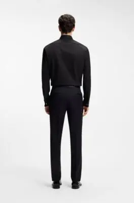 BOSS Regular-fit Shirt In Structured Italian Cotton - Black