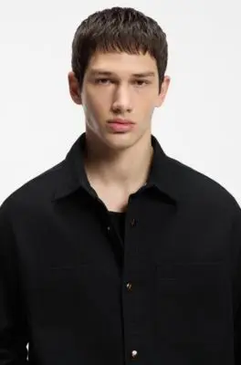Hugo Oversize-fit Shirt In Cotton Twill With Patch Pockets