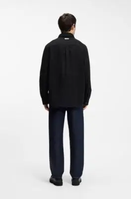 Hugo Oversize-fit Shirt In Cotton Twill With Patch Pockets