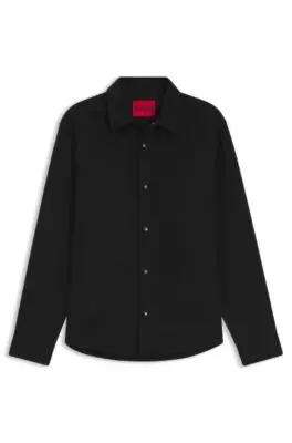 Hugo Oversize-fit Shirt In Cotton Twill With Patch Pockets