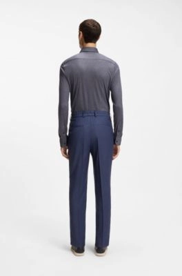 BOSS Slim-fit Shirt In Piqué Jersey - Dark Blue