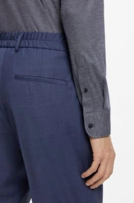 BOSS Slim-fit Shirt In Piqué Jersey - Dark Blue