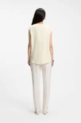 BOSS Regular-fit Crepe Blouse With Metal Pin Detail