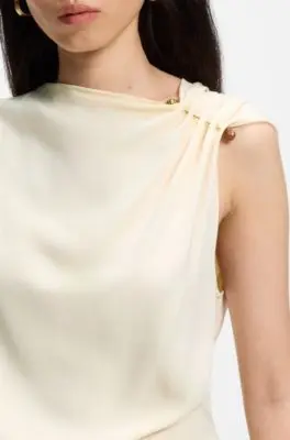 BOSS Regular-fit Crepe Blouse With Metal Pin Detail