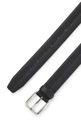 BOSS Leather Belt With Polished Silver Buckle - Black