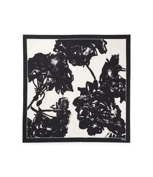 BOSS Monogram Scarf In Silk Twill - Black