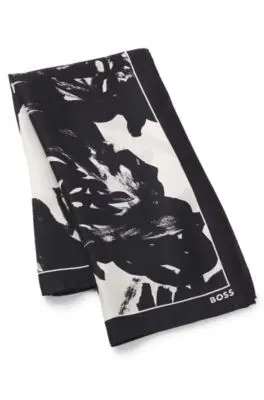 BOSS Monogram Scarf In Silk Twill