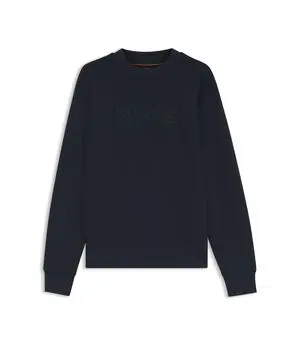BOSS Relaxed-fit Cotton Terry Sweatshirt With Embroidered Logo - Dark Blue