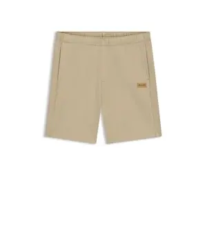Hugo Cotton French-terry Shorts With Suede Logo Badge