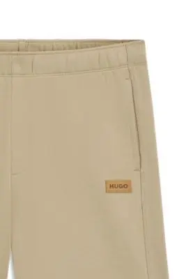 Hugo Cotton French-terry Shorts With Suede Logo Badge