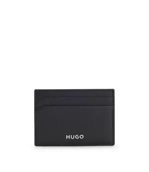 Hugo Grained-leather Card Holder With Logo Detail - Black