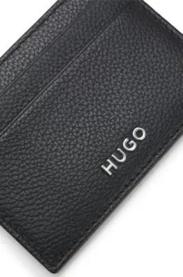 Hugo Grained-leather Card Holder With Logo Detail