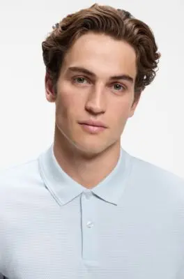 BOSS Cotton-blend Polo Shirt With Bubble-structured Jacquard