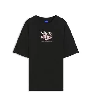 Hugo Cotton-jersey T-shirt With Graphic Print - Black