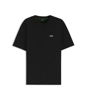 BOSS Cotton-piqué T-shirt With All-over Print - Black