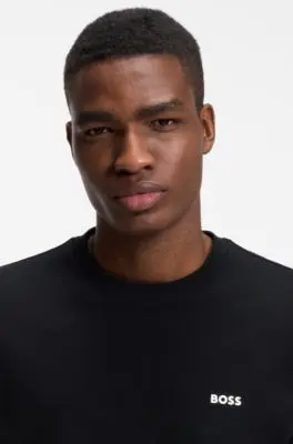 BOSS Cotton-piqué T-shirt With All-over Print - Black