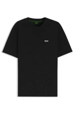 BOSS Cotton-piqué T-shirt With All-over Print - Black