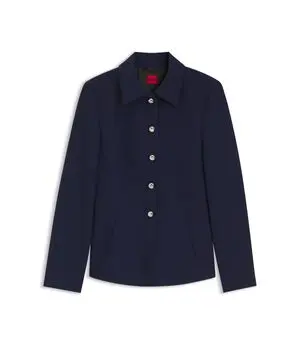 Hugo Regular-fit Blazer With Peplum Hem And Metal Trims