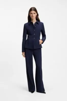 Hugo Regular-fit Blazer With Peplum Hem And Metal Trims