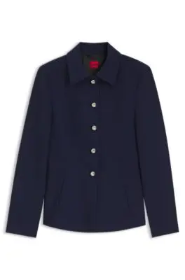 Hugo Regular-fit Blazer With Peplum Hem And Metal Trims