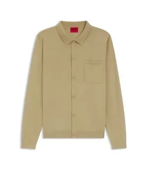 Hugo Regular-fit Knit Jacket With Ribbed Trims - Beige