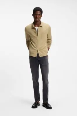 Hugo Regular-fit Knit Jacket With Ribbed Trims - Beige