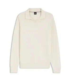 BOSS Knitted Cotton Sweater With Johnny Collar